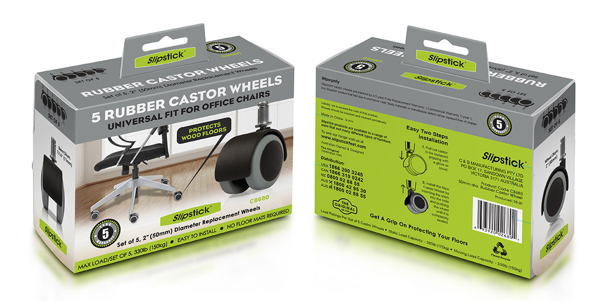 Rubber Caster Wheels | Slipstick Office Chair Caster