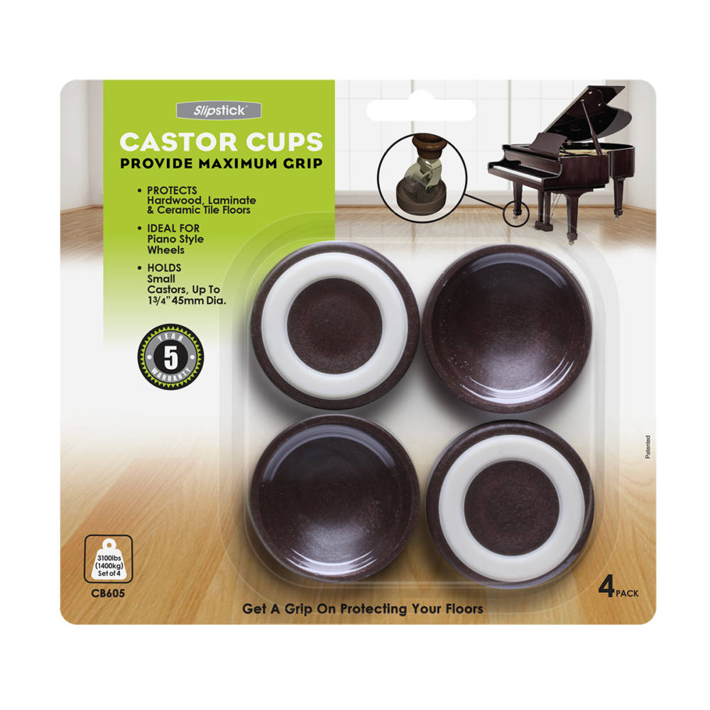 Set of 4, Small Castor Cups, Chocolate – CB605 | Slipstick Foot
