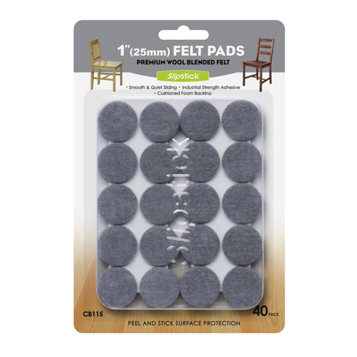 Set of 8, 3/4” (19mm) Tap-in Felt Feet, Brown/Grey – CB240 | Slipstick Foot