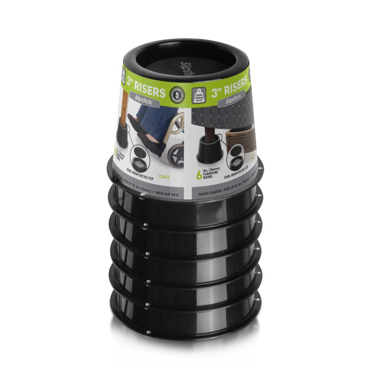 Set of 4 – 2” (51mm) Bed/Furniture Riser, Black – CB664c | Slipstick Foot