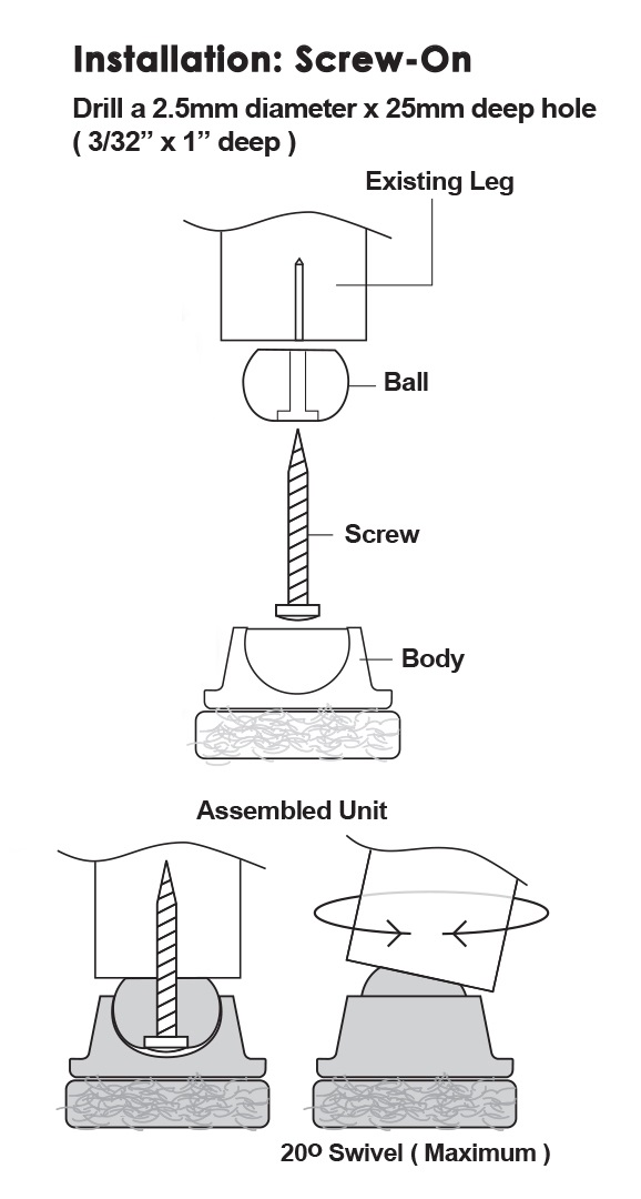Set of 8, Swivel Felt Feet, Brown/Grey – CB259 | Slipstick Foot