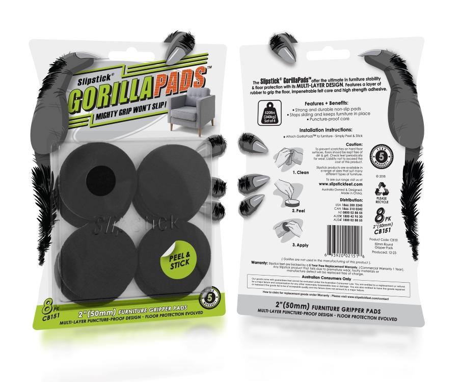 GorillaPads Peel & Stick Furniture Grippers | Slipstick